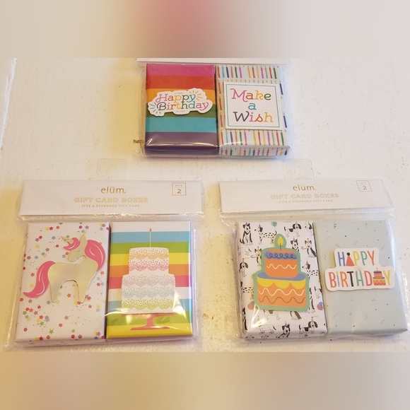 elum | Other | New Sealed 3 Set Of 2 Gift Card Boxes Happy Birthday ...